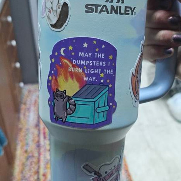 Dumpster Fire Raccoon Sticker for Laptop Stanley Cup Sticker Gift for ...