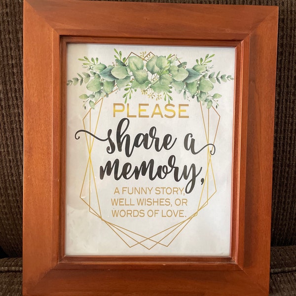 Share a Memory Printable Sign and Card Set | Birthday Wishes | Words of ...