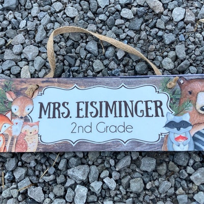 Woodland Animals Classroom Door Sign, Personalized Teacher Door Sign - Etsy