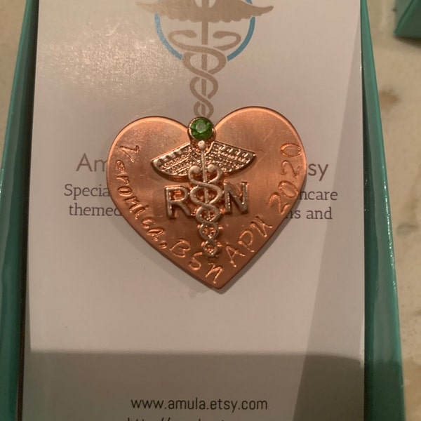 Rose Gold Heart Nurse Pin - Custom Rose Gold Nurse Pin - Nurse ...