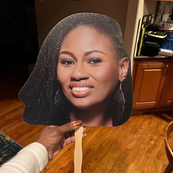 Custom Big Large Face Fans With Wooden Handle, Wedding Heads ...