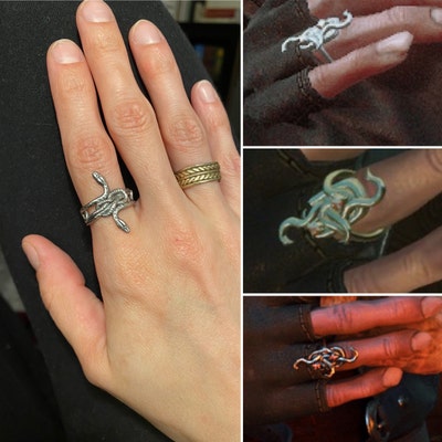 Silver Ring With Two Snakes, Viper Ring, Unique Red Zirconia Snake Ring ...