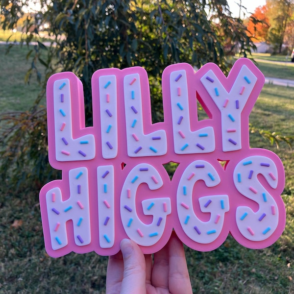 3D Sprinkles Name Plate - Custom Cupcake Name Sign - Purple Teacher ...