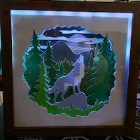 3D Wolf Shadow Box Templates, Wolves Svg Layered for Cardstock ...