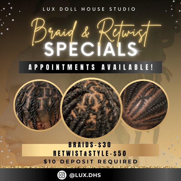 Locs Specials Flyer, DIY Flyer Template Design, Loc and Retwist Flyer ...