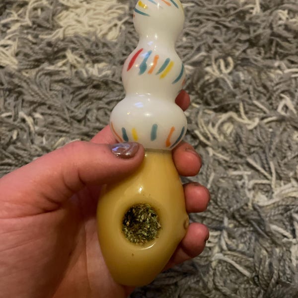 Elegant Gold Fumed Glass Square Pipe: Color-changing Smoking Bowl ...