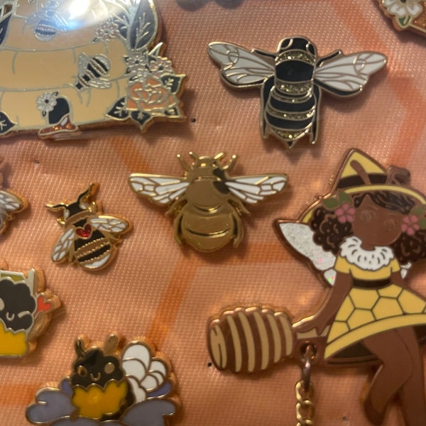 Bee Mini Pin - Gold Small Bumble Board Filler Hard Enamel Pins Brooch ...
