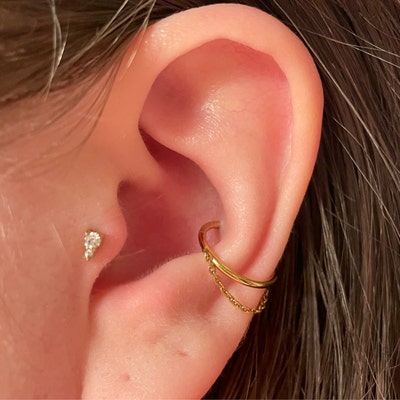 ASTM F136 Hoop With Chain Conch Hoop, Conch Earring, Conch Clicker ...