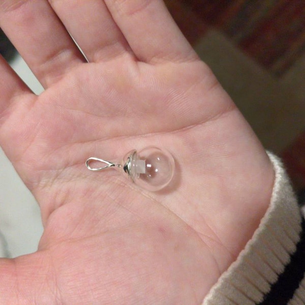 Sterling Silver Glass Ball Pendant With Loop Caps (christmas Ornament ...