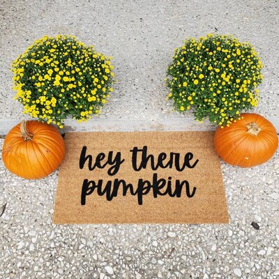 Hey There Pumpkin Doormat, Pumpkin, Fall Decor, Personalized Doormat ...