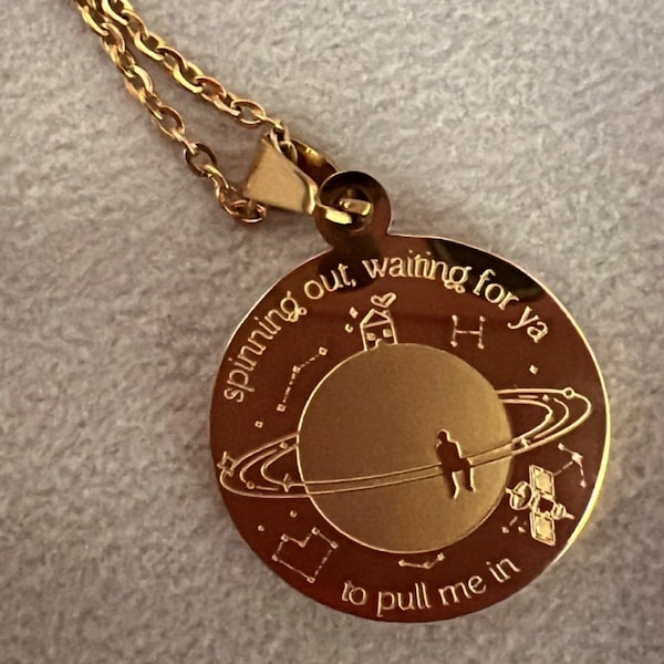 Spinning Out Necklace - Engraved Circle Chain Pendant Necklace - Etsy