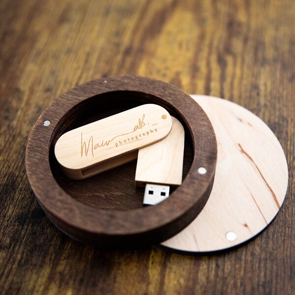Wooden Box With USB Stick, Custom USB Box Engraved, Wedding Box and USB ...