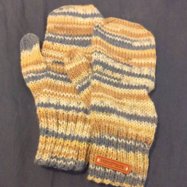 Hand Knitted Hand Made Ombre Mittens Childrens and Adults Age 4-6, 7-9 ...