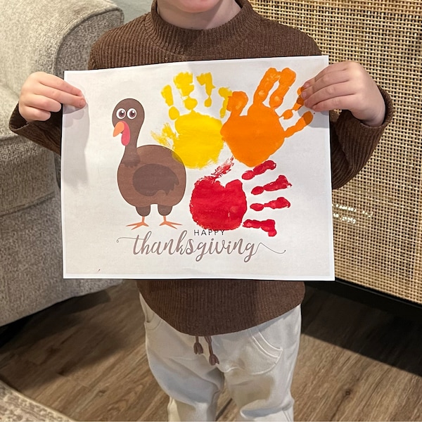 Turkey Handprint Art / Happy Thanksgiving Fall Autumn / Handprint Art ...