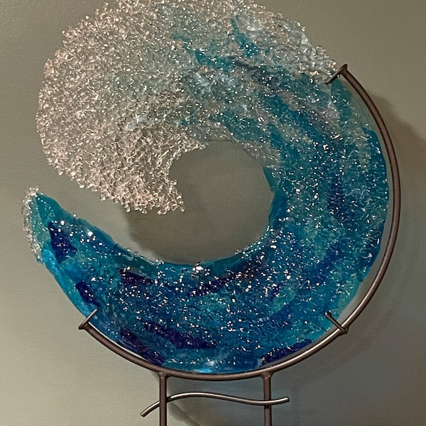 12" Round Glass Display Stand With Wave Design, for Fused Glass - Etsy