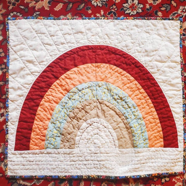 Sunshowers and Retro Rainbow Quilt Patterns, Modern Rainbow Curved ...