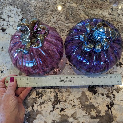 Deep Purple Handblown Decorative Glass Pumpkin - Etsy