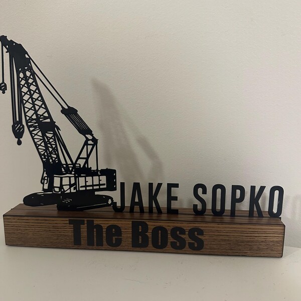 Custom Excavator Desk Name Plate Wedge, Personalized Nameplate Office ...