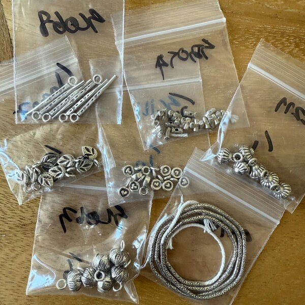 HIZE SB667 Thai Karen Hill Tribe Silver Little Faceted Shiny Nugget ...