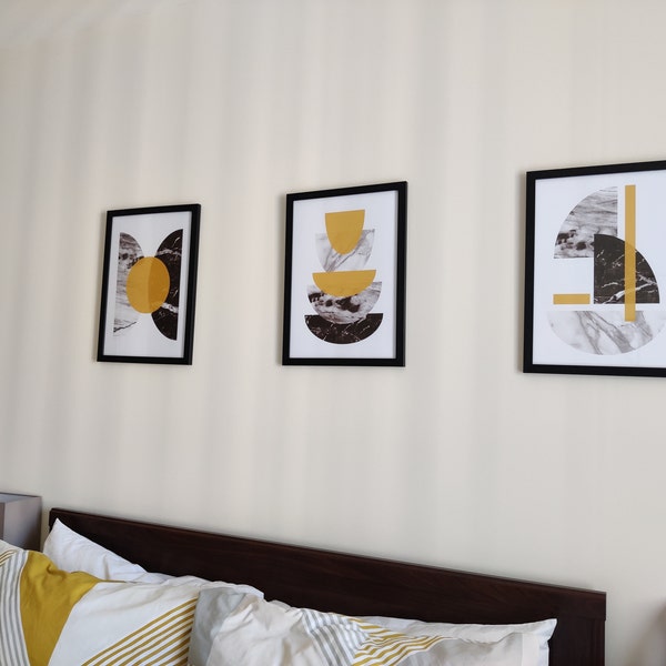 Set of 3 Mustard Art Prints, Mustard Wall Art, Yellow Wall Art, Mustard ...