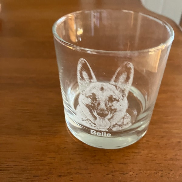 Custom Pet Memorial Photo Rock Glass Engraved Dog Picture Whiskey Glass ...