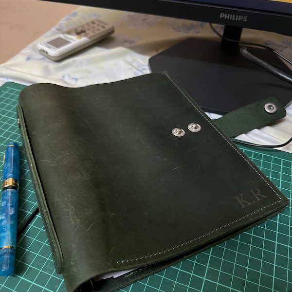 A4 A5 Leather Binder Personalized, Custom Ring Notebook With Initial ...