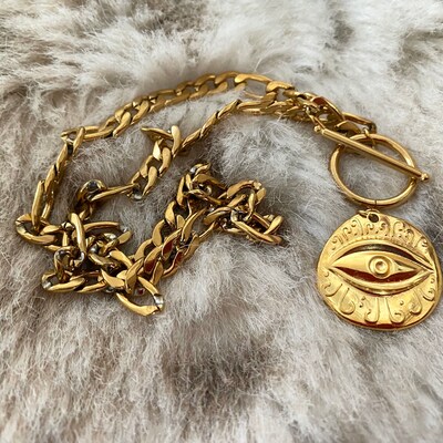 Evil Eye Chunky Chain Layered Necklace, Gold Chain Necklace, Silver ...