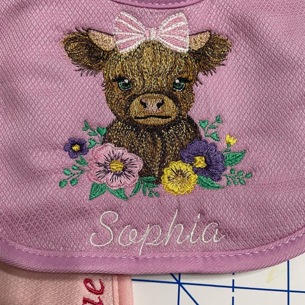 Baby Highland Cow Machine Embroidery Design, Cute Animal With a Bow and ...
