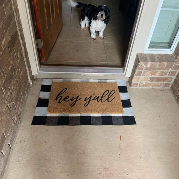 Hey Yall Door Mat, Funny Welcome Mat, Housewarming Gift, Porch Decor ...
