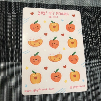 Peach Sticker Sheet Kawaii Stickers Cute Stationery - Etsy