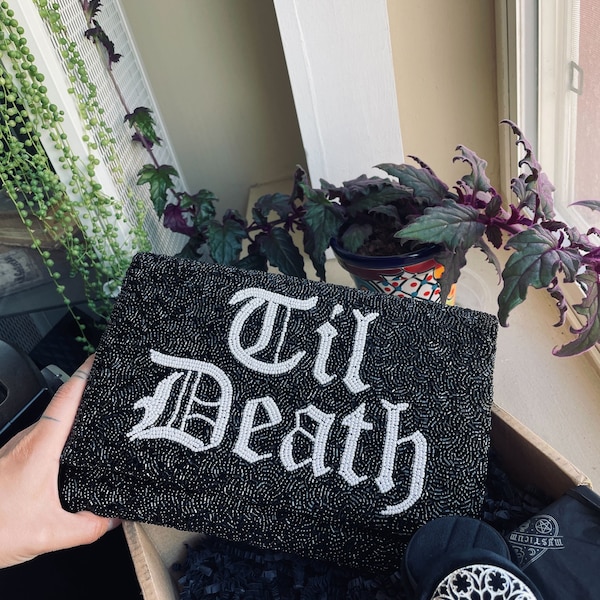 Gothic Bride Clutch Bag, Gothic Clutch Bag for Bride, Black Bridal ...