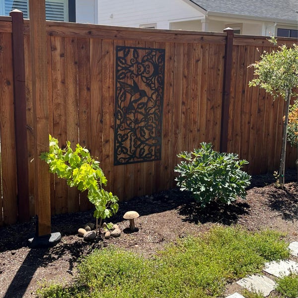 Hummingbird Metal Garden Gate With Wood Frame | Decorative Double Gates ...