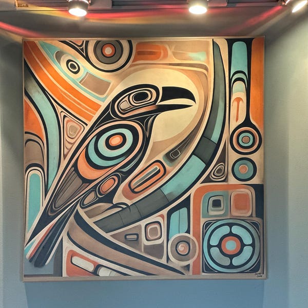 First Nations Raven Abstract Pacific Northwest Mid-century Oil Paint ...