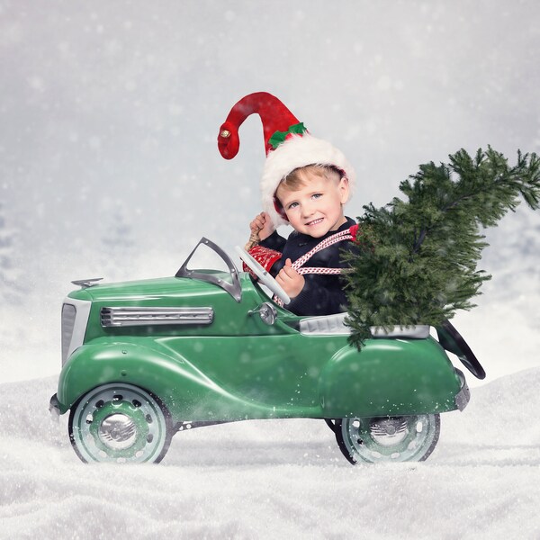 LAYERED Christmas Car Background for Photography Composites / Winter ...