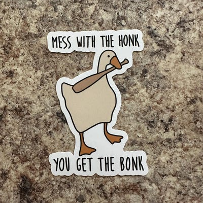 Duck Running Away With Bread Sticker Laptop Sticker Water Bottle ...