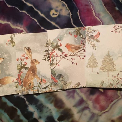 Winter Woodland Animals Christmas Cards 12 Holiday Watercolor Animals ...