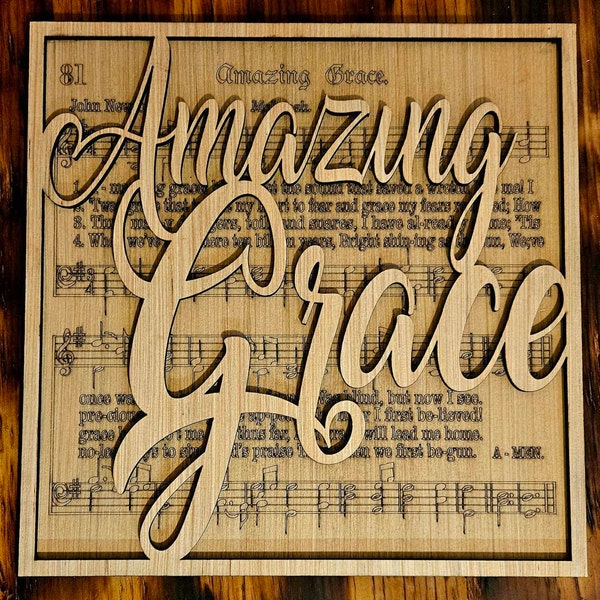 Amazing Grace Sign Svg – Layered Wood Hymn Laser File – Gospel Wall ...