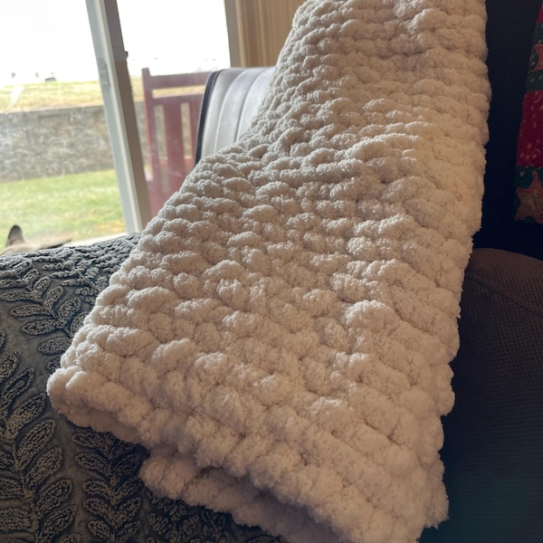 Chunky Knit Blanket, Hand Knit Blanket, Large Knit Blanket, Chunky ...