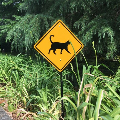 Cat Crossing Yellow Aluminum Street Sign Kitten Kitty Pet Safety Wall ...