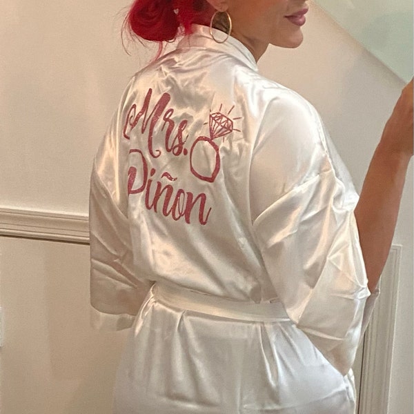 Bride Satin Personalized Robe and Slipper Set. Get Wedding Ready in ...