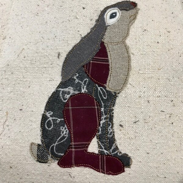Raw Edge Applique Hare Machine Embroidery Design Pattern 5x7, 6x10 ...