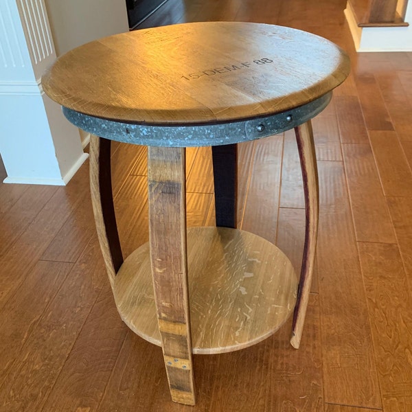 Wine Barrel Isabella Side End Table W/ Bottom Shelve Rustic Furniture ...