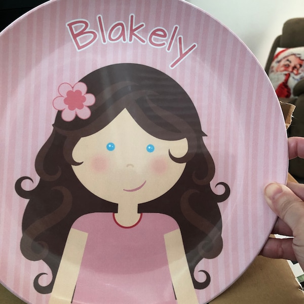 Little Girl Plate and Bowl Set - Personalized Plastic Children Plate ...