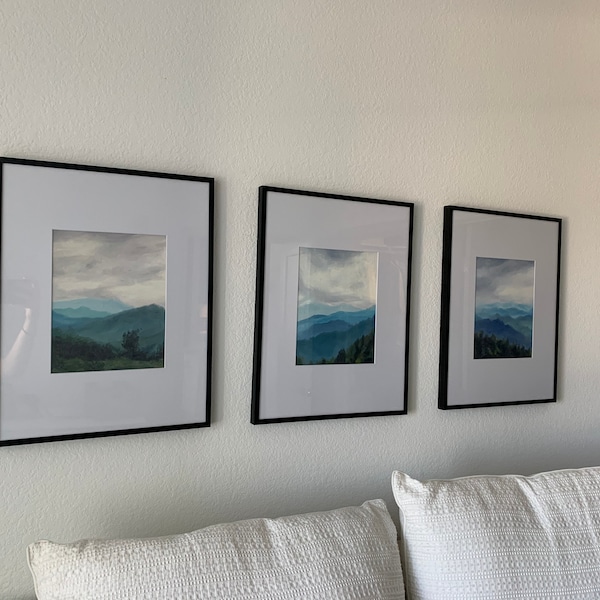 Set of 3 Prints of Oil Paintings Virginia Landscape Sky Cloud Trees ...