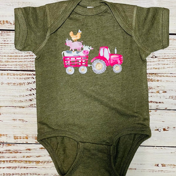 Farm Animal Pink Tractor PNG Cow Pig Chicken PNG Farm Tractor Animals ...