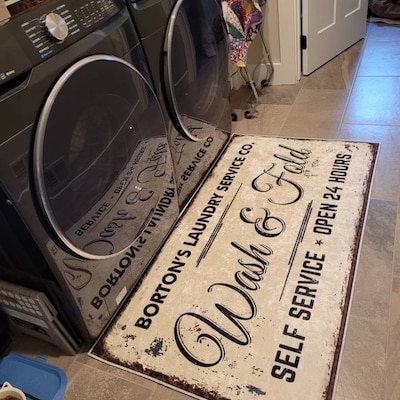 Personalized Laundry Room Area Rug Machine Washable Non-slip Laundry ...