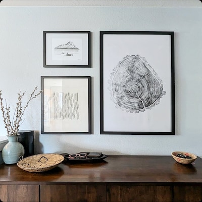 Western Red Cedar Tree Ring Art, Huge Tree Ring Print, Woodcut, Oregon ...