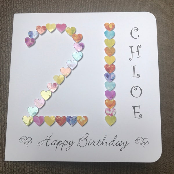 21st Birthday Card Personalised Age 21 Card Multi Coloured Perfect