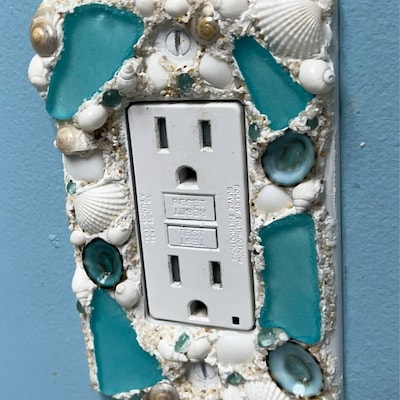 Original Seashell and Seaglass Light Switch Cover Double Switchplate in ...