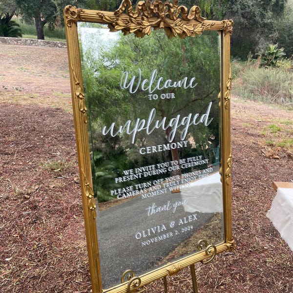 Welcome Wedding Sign Customizable Names Mirror, Acrylic, Cardboard ...